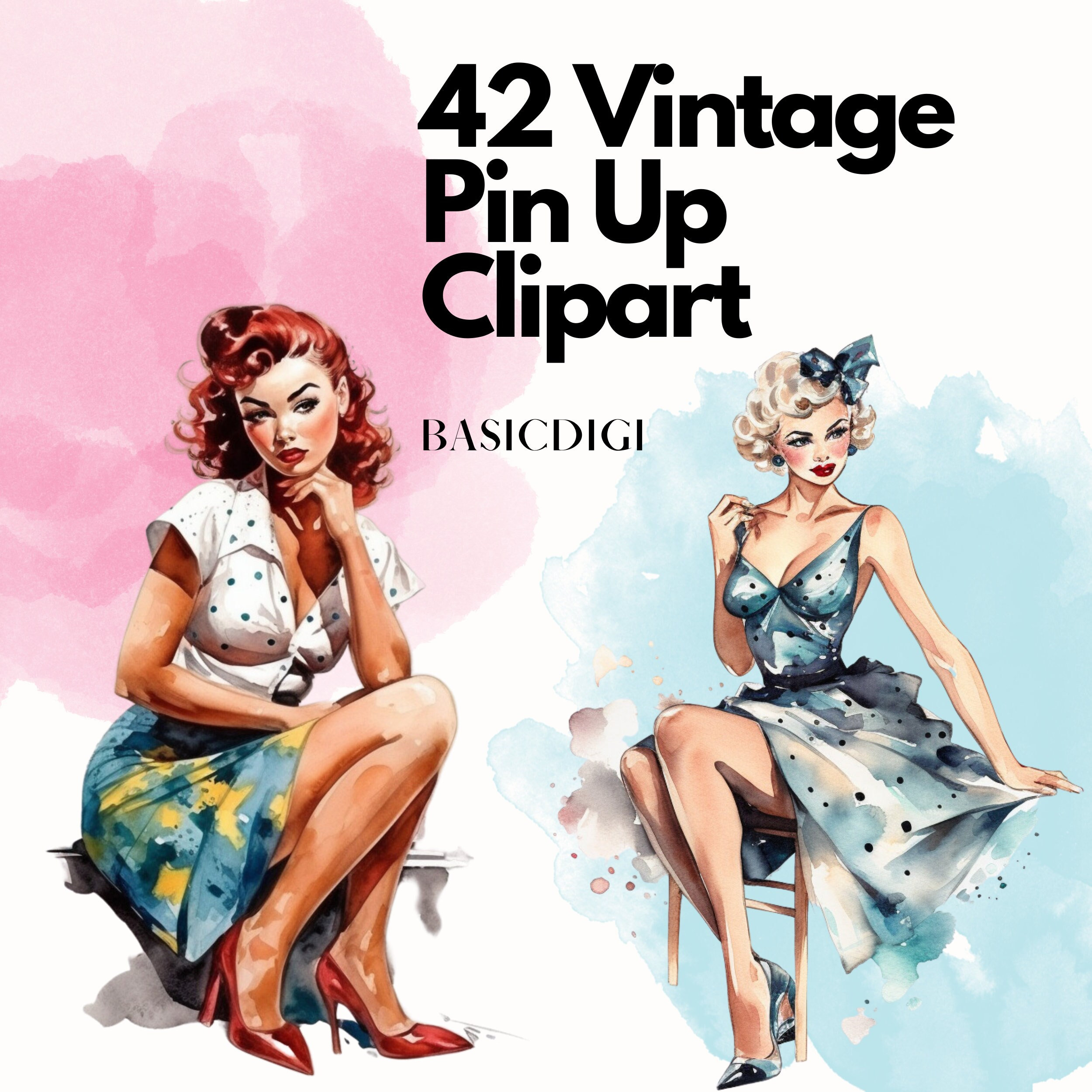 Vintage Pin up Girl Clipart Collection Retro Illustrations in PNG ... Vintage Pin up Girl Clipart Collection Retro Illustrations in PNG ...