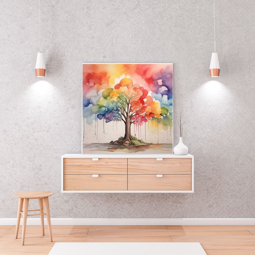 Rainbow Tree Art Print, Wall Art, Rainbow, Instant Download, Tree, Wall ...