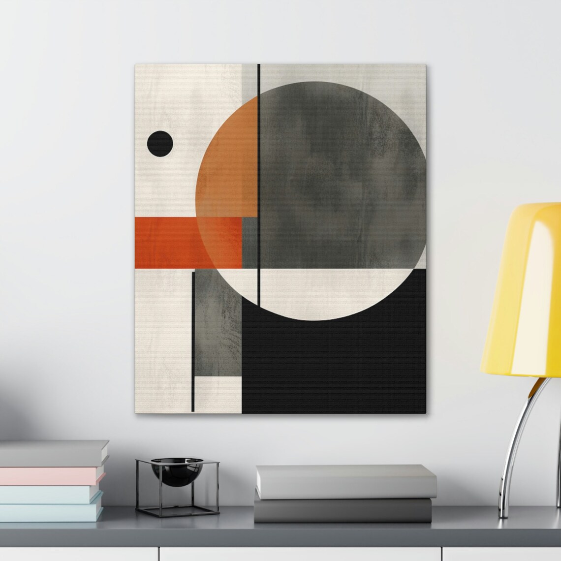 Mid Century Modern Minimal Wall Art Design Canvas Black, Brown, Beige ...