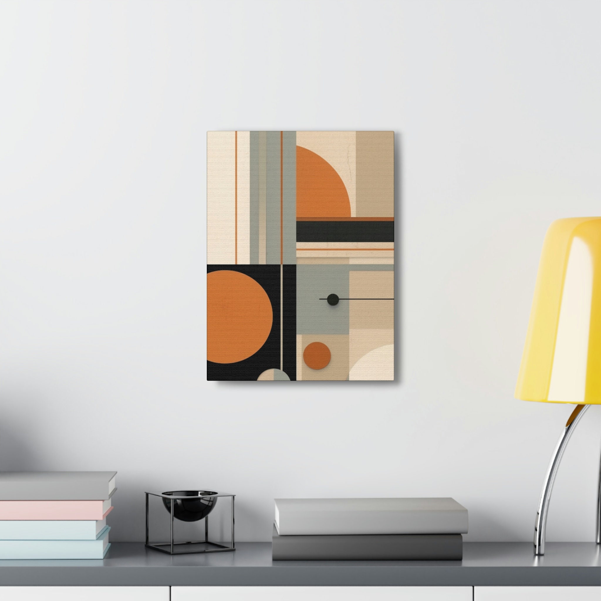 Mid Century Modern Minimal Wall Art Design Canvas Black, Gray, Beige ...