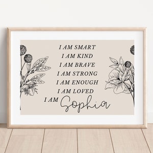 Personalized Name Affirmations Wall Art, Custom Nursery Decor, Custom ...