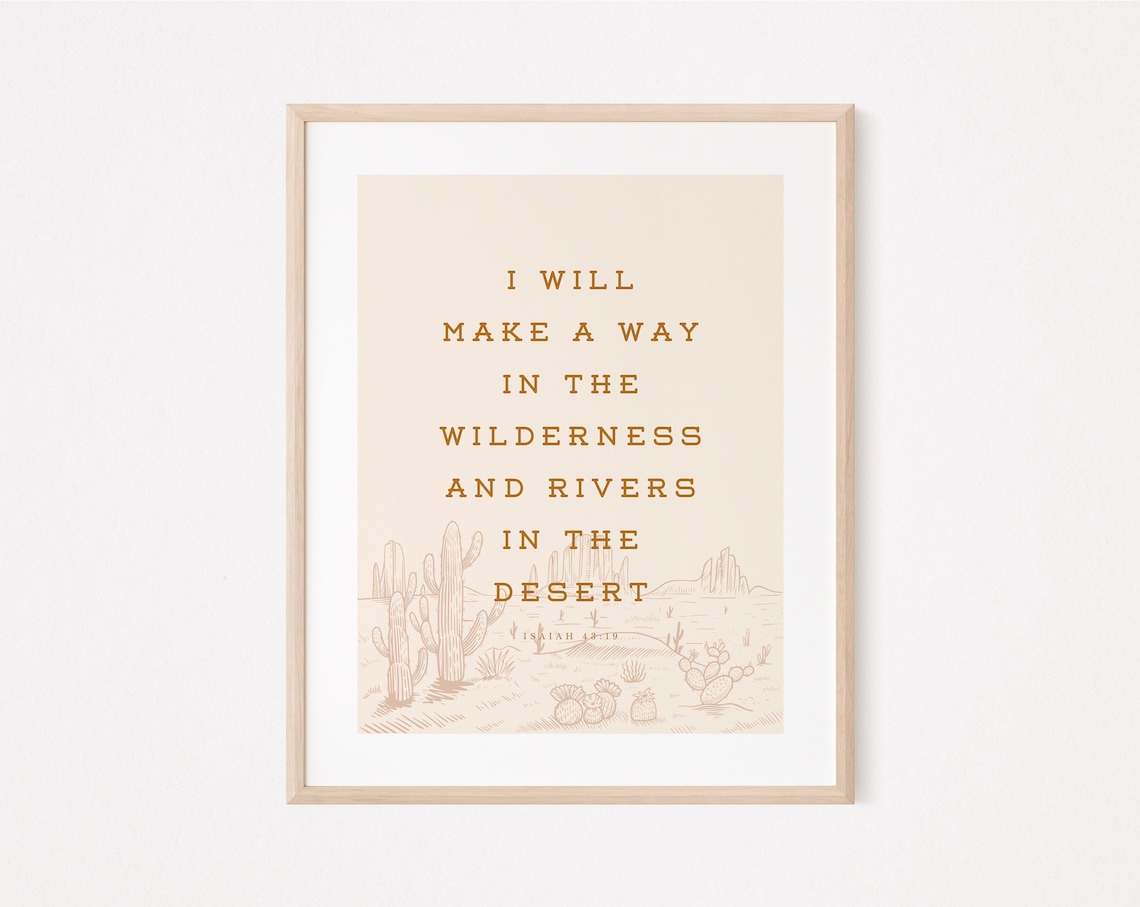 I Will Make a Way Verse Print, Desert Bible Verse Print, Western Wall ...