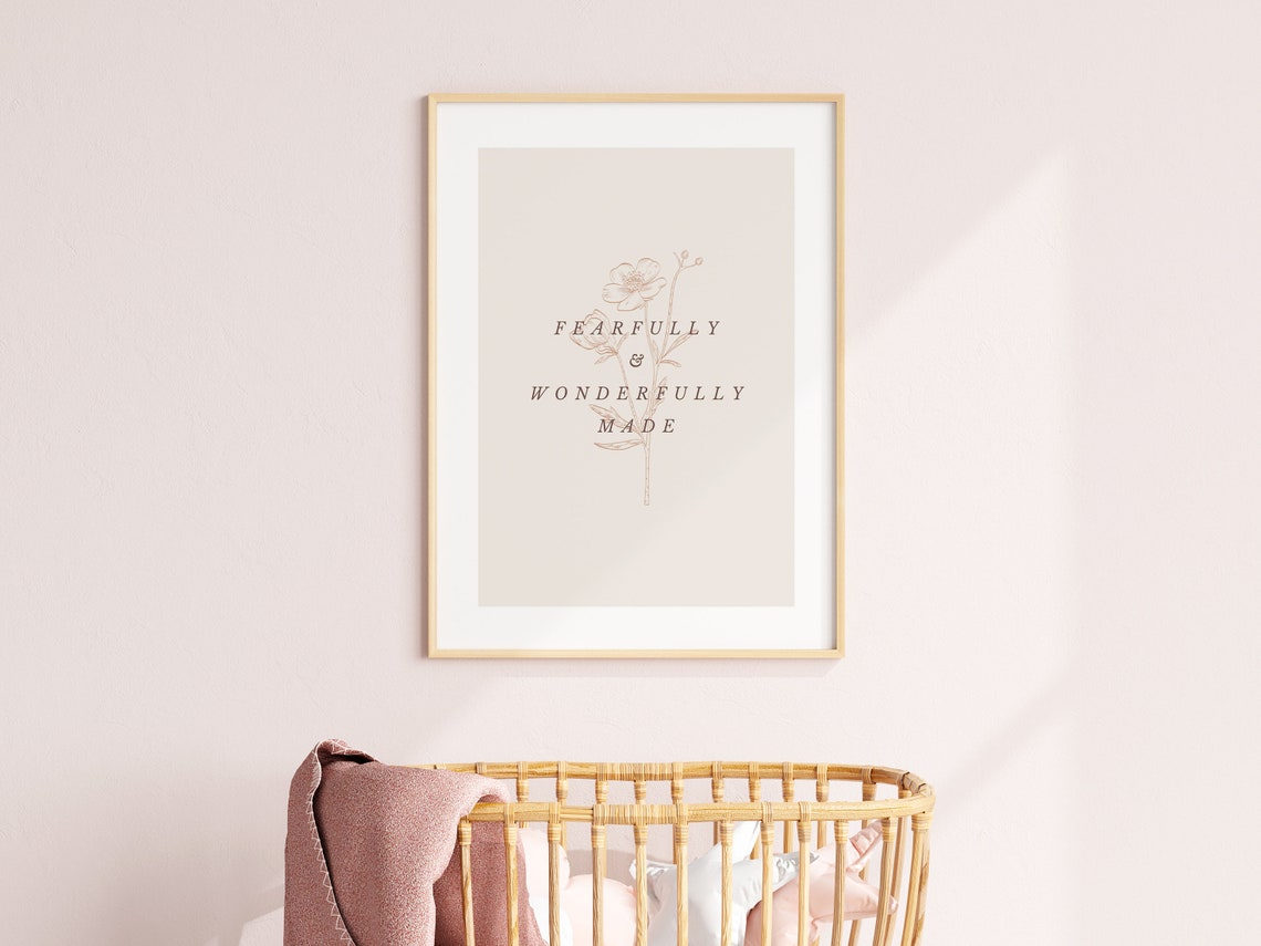Fearfully and Wonderfully Made Print, Nursery Wall Art, Christian ...