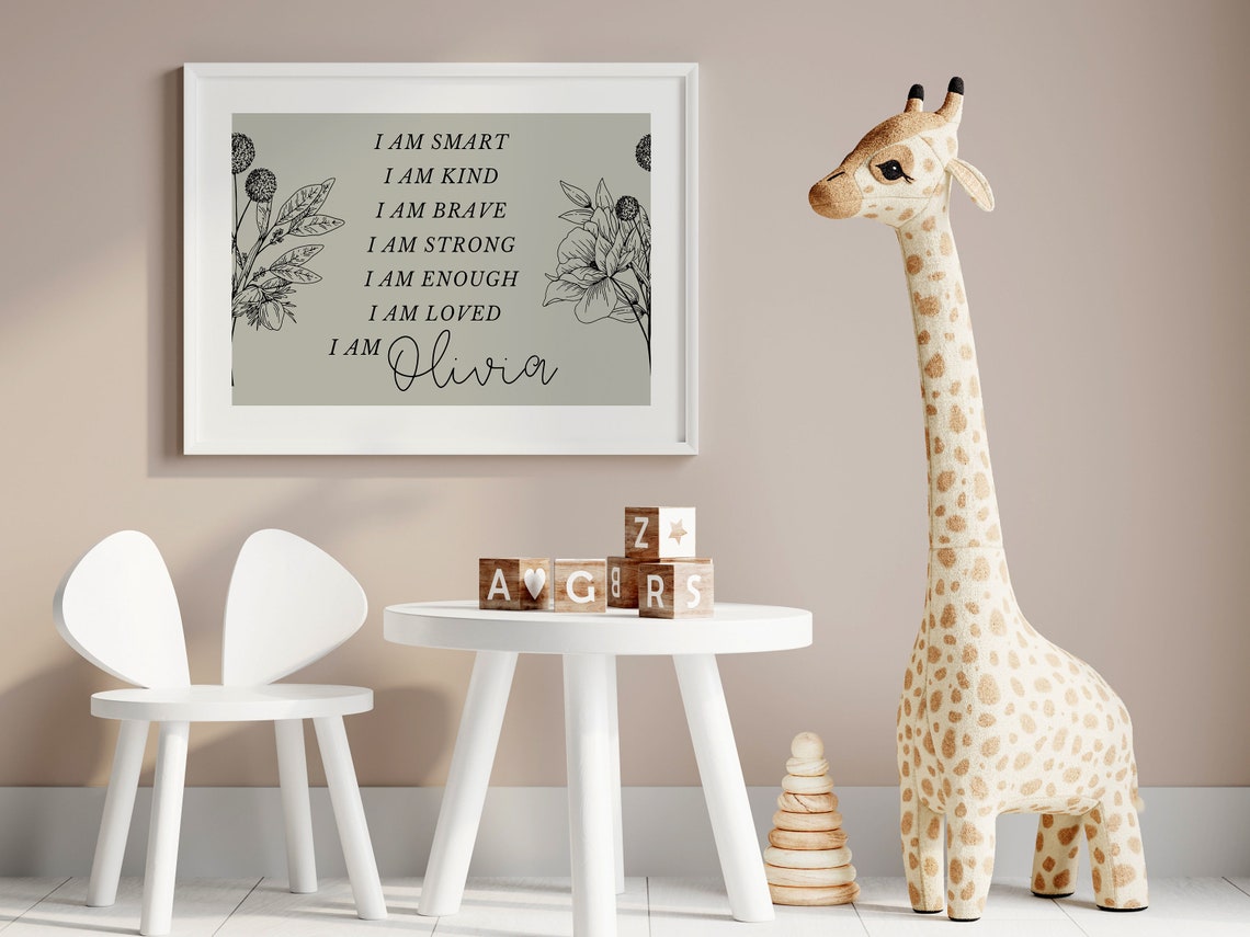 Personalized Name Affirmations Wall Art Custom Nursery Decor - Etsy