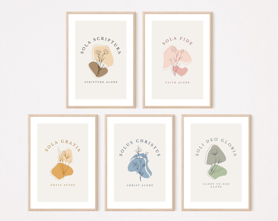 5 Solas, Five Solas of the Reformation, Set of 5 Printable Wall Art ...