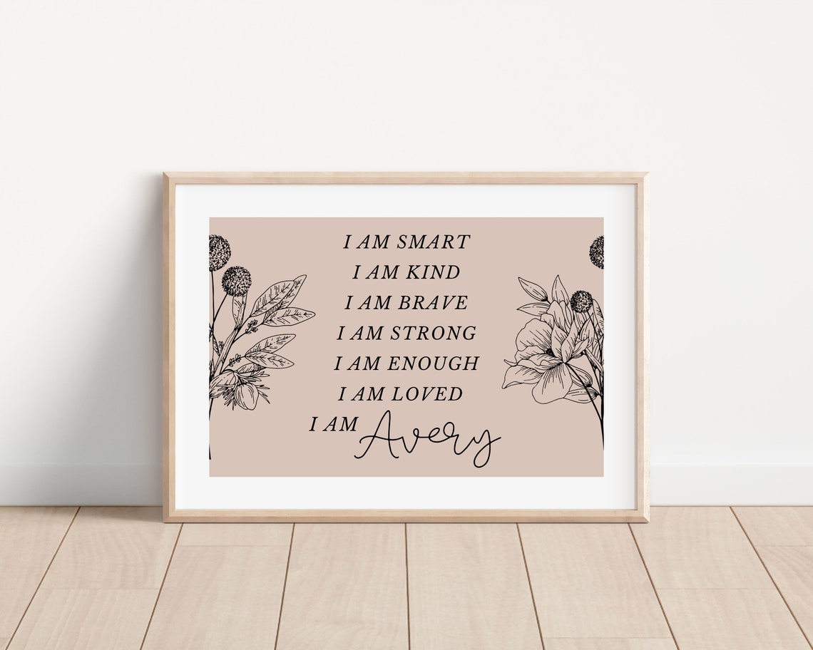 Personalized Name Affirmations Wall Art, Custom Nursery Decor, Custom ...