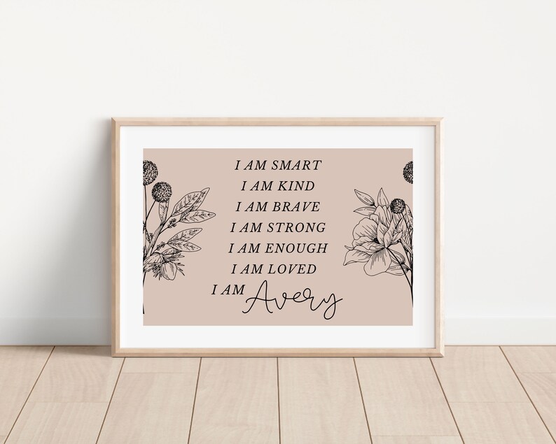 Personalized Name Affirmations Wall Art, Custom Nursery Decor, Custom ...
