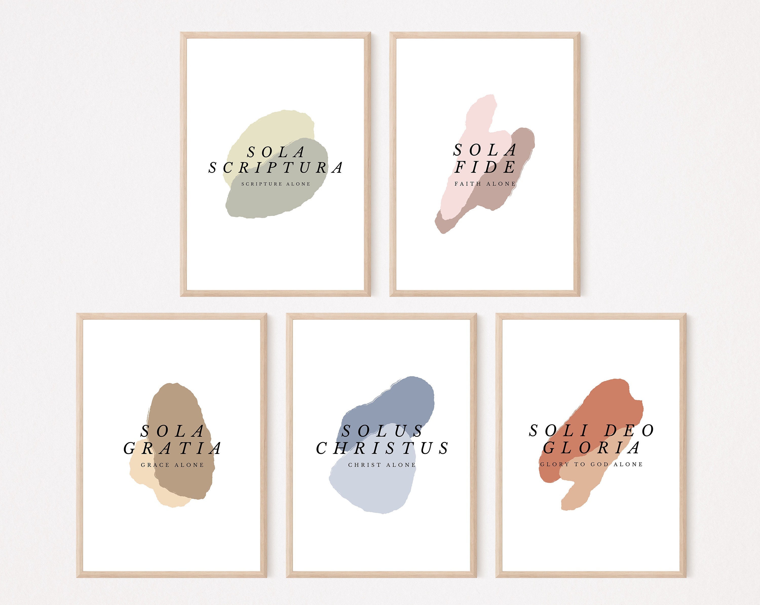 5 Solas, 5 Solas of the Reformation, Set of 5 Solas Wall Art, Christian ...