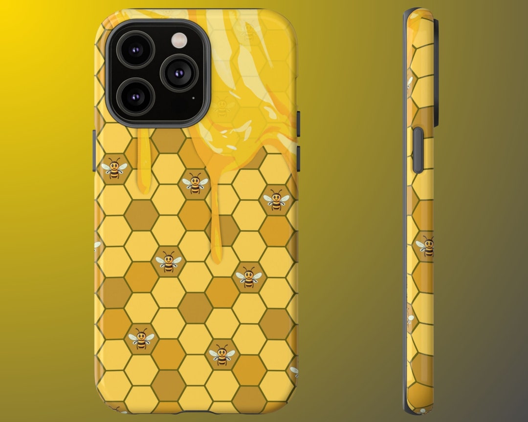 Honey Bees and Honeycomb Pattern Tough Phone Case for iPhone 14 13 12 ...