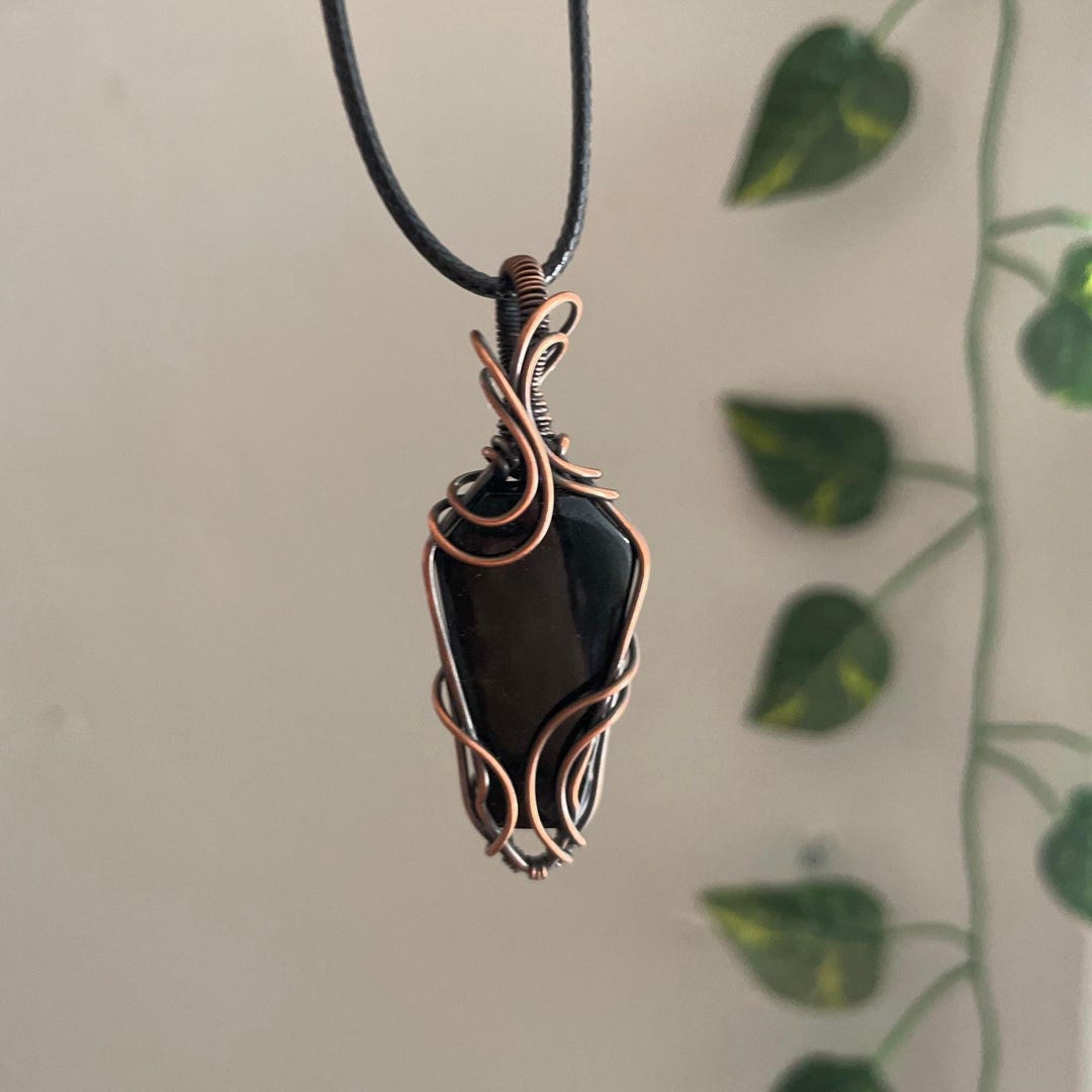 Wire Wrapped Black Coffin / Handmade Jewelry Gift / Silver Sheen ...