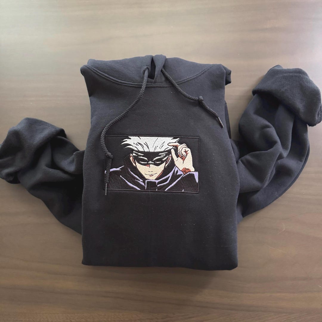 Satoru Gojo Embroidered Hoodie: Jujutsu Kaisen Anime (MTO) - Etsy UK