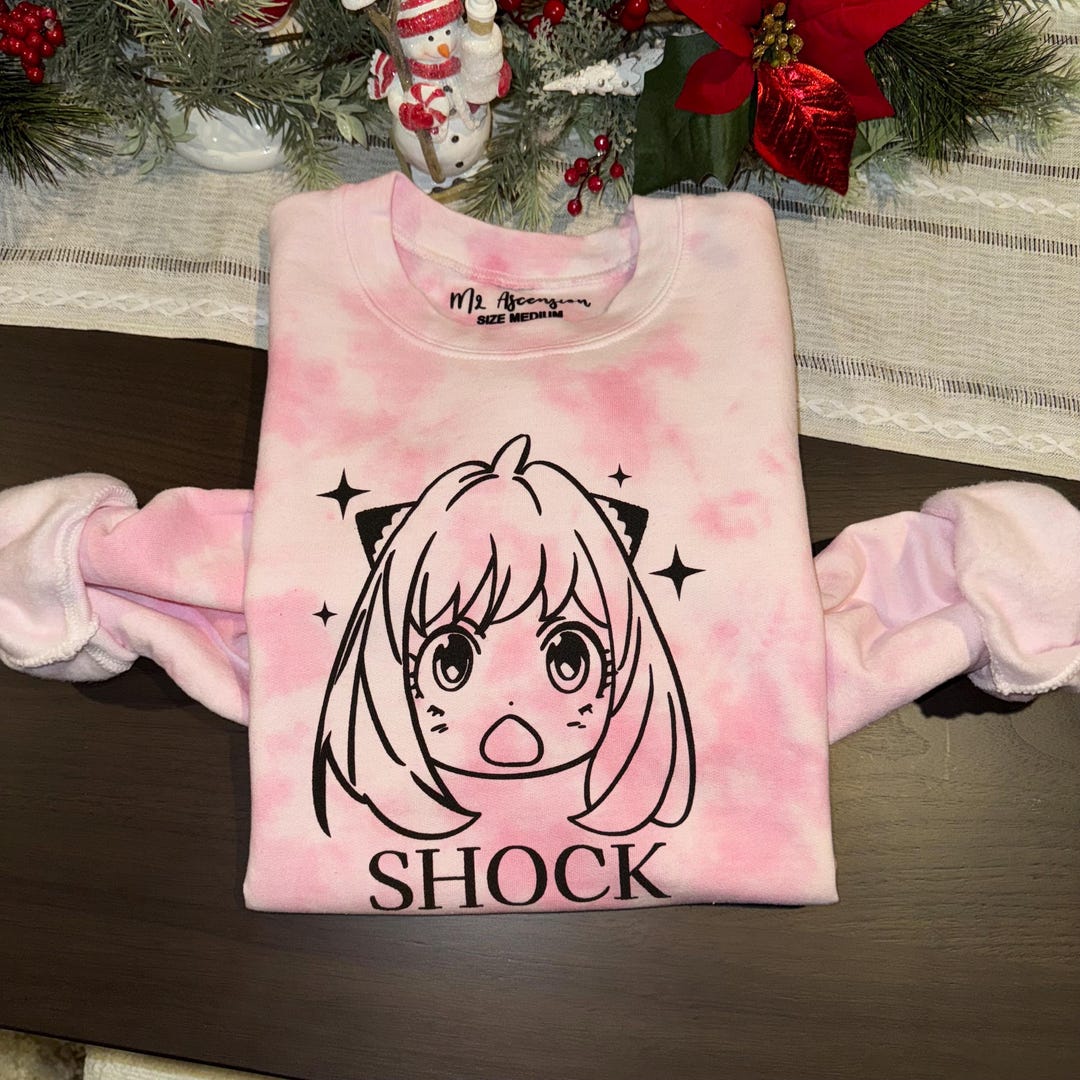 Anya Forger Sweater: Hand-dyed Pink Anime Crewneck - Etsy