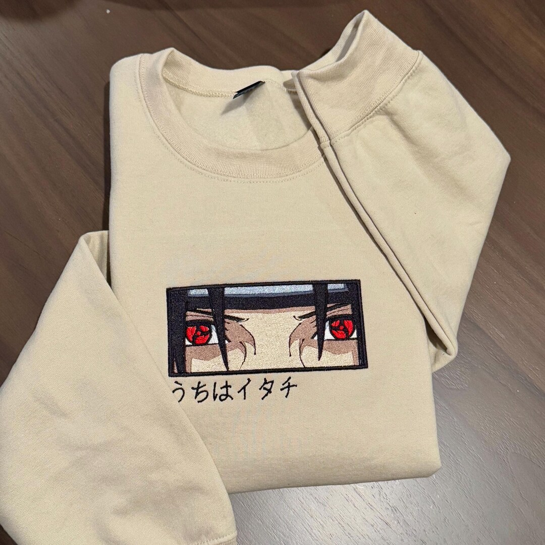 Itachi Uchiha Embroidered Sweater Face & Name, Mangekyou Sharingan ...