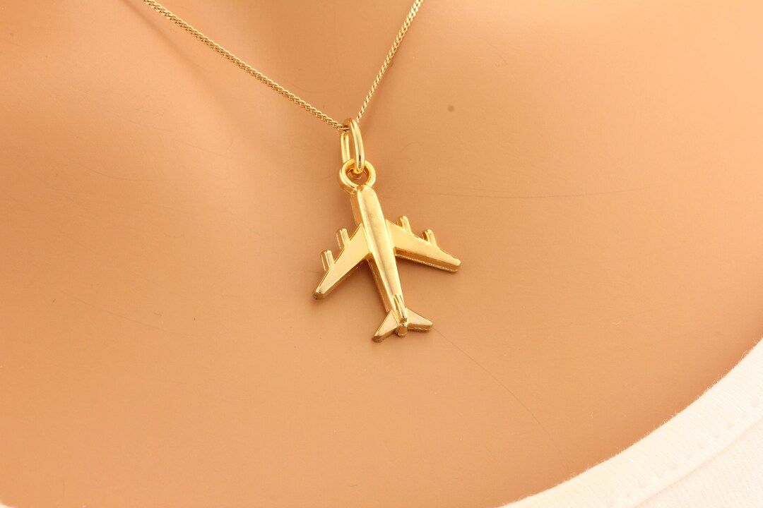 10K Solid Gold AIRPLANE Pendant, PLANE Charm Pendant, Aviation Jewelry ...