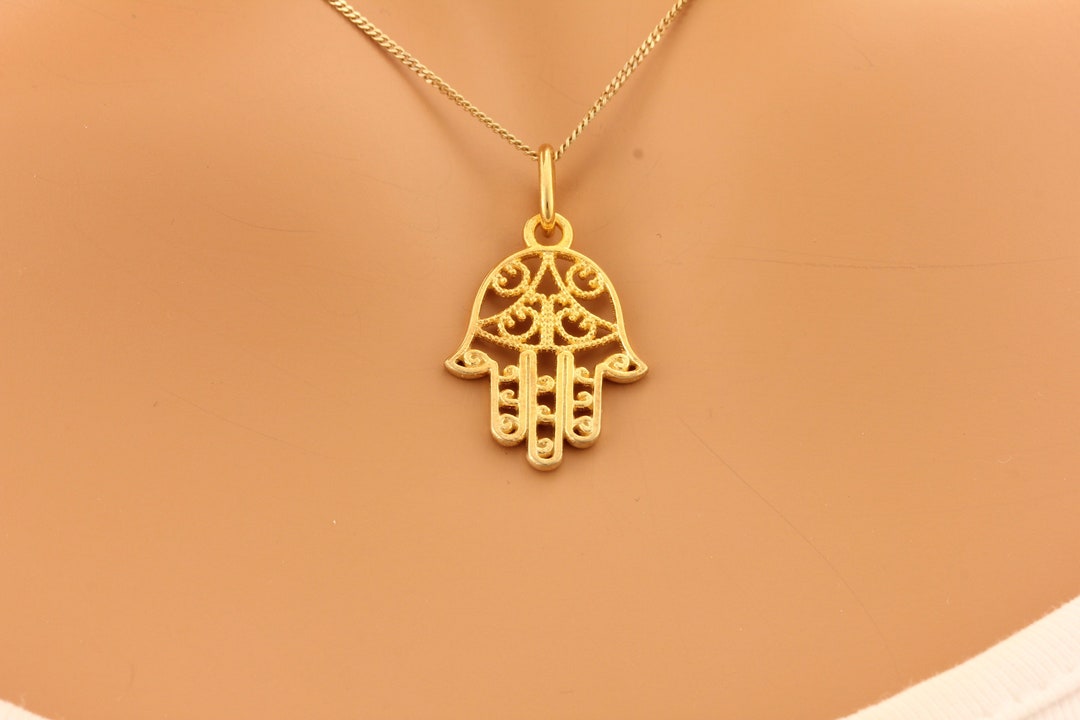10K Solid Gold HAMSA KHAMSA Pendant, Good Luck & Protection Amulet ...