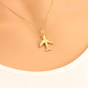 10K Solid Gold AIRPLANE Pendant, PLANE Charm Pendant, Aviation Jewelry ...