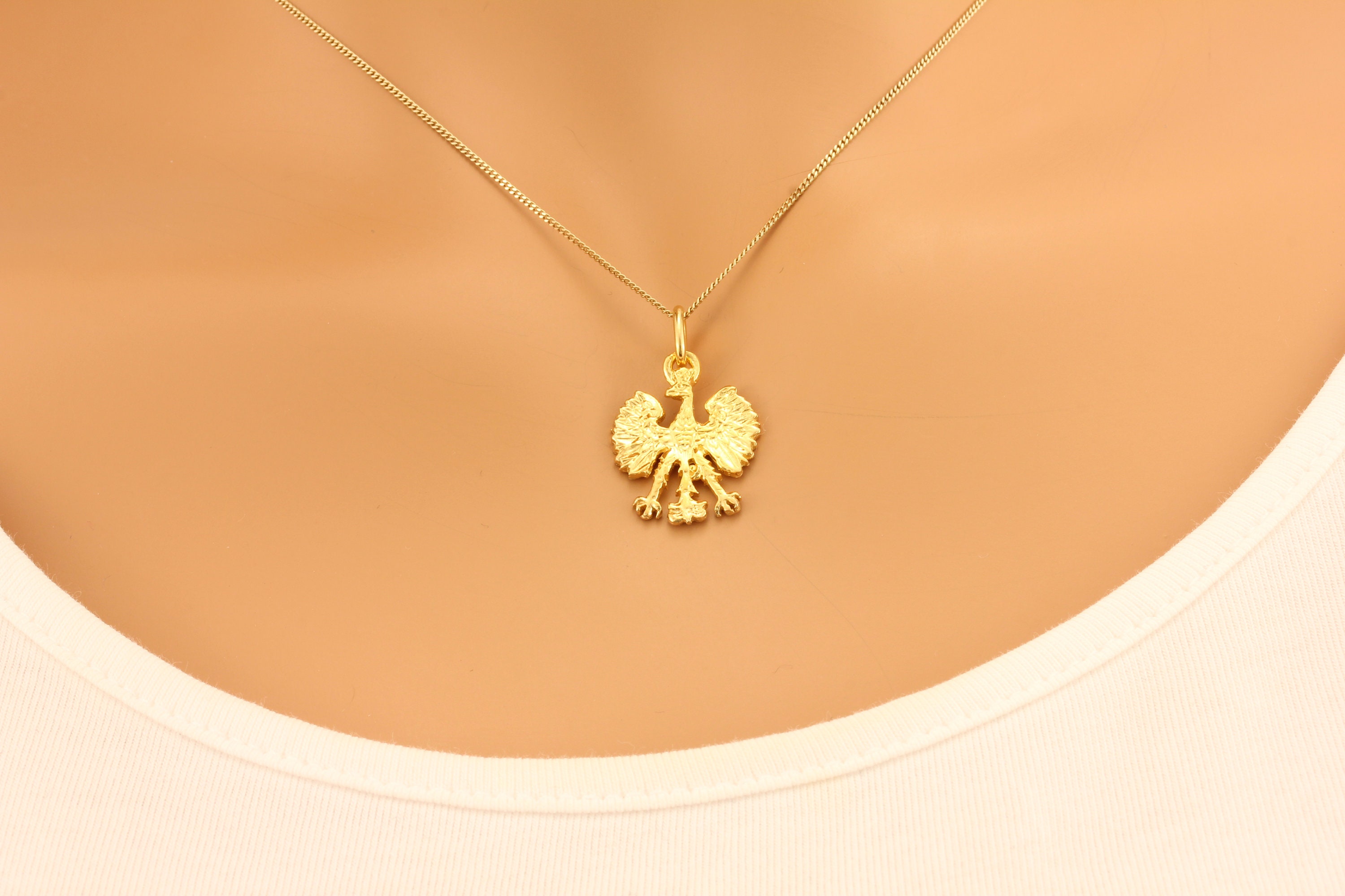 10K Solid Gold POLISH EAGLE With a CROWN Symbol of the - Etsy