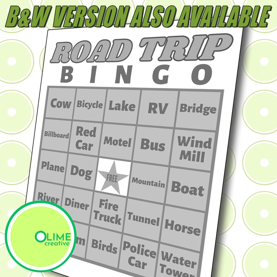 ROAD TRIP BINGO Printable Game - Etsy