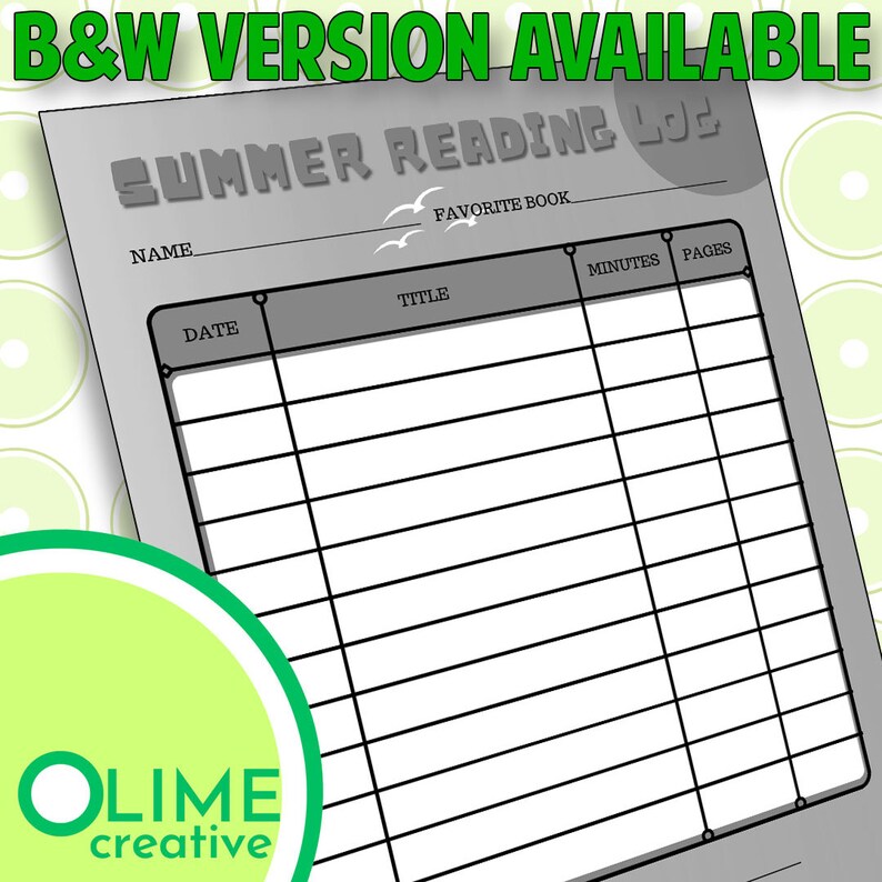 SUMMER READING LOG for Kids - Etsy