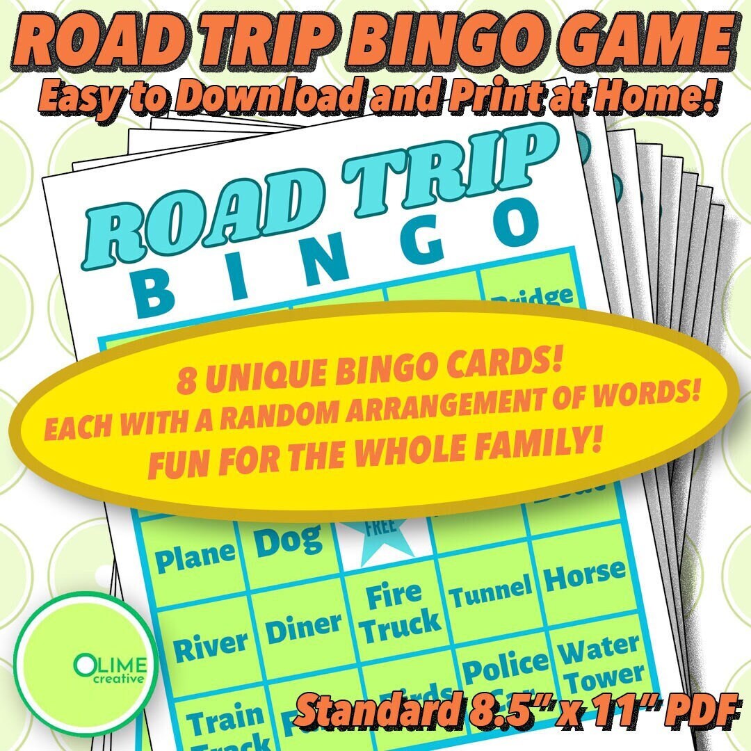 ROAD TRIP BINGO Printable Game - Etsy