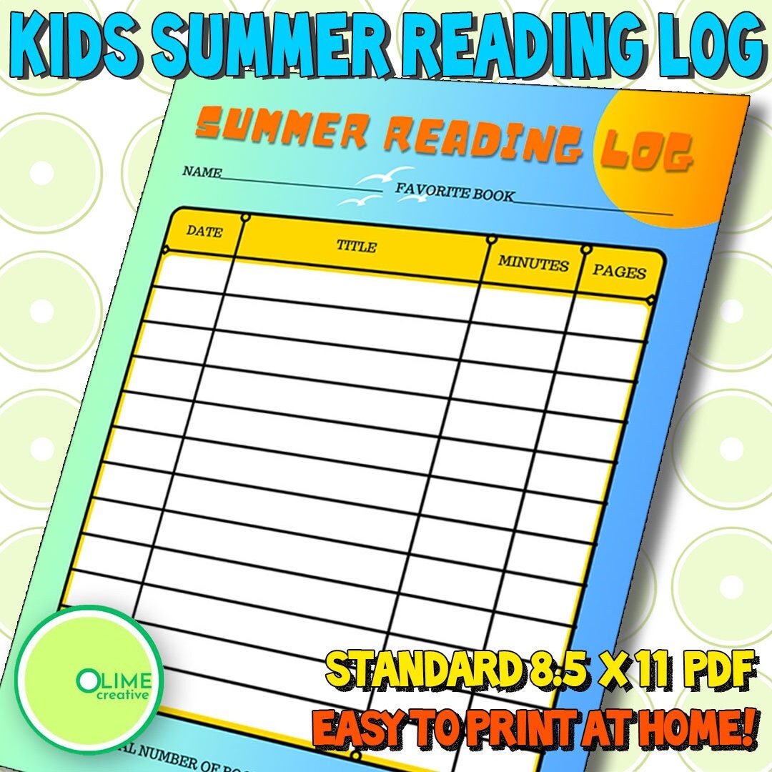 SUMMER READING LOG for Kids - Etsy