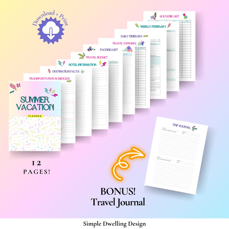 Printable Summer Vacation Planner 8.5x11 - Etsy