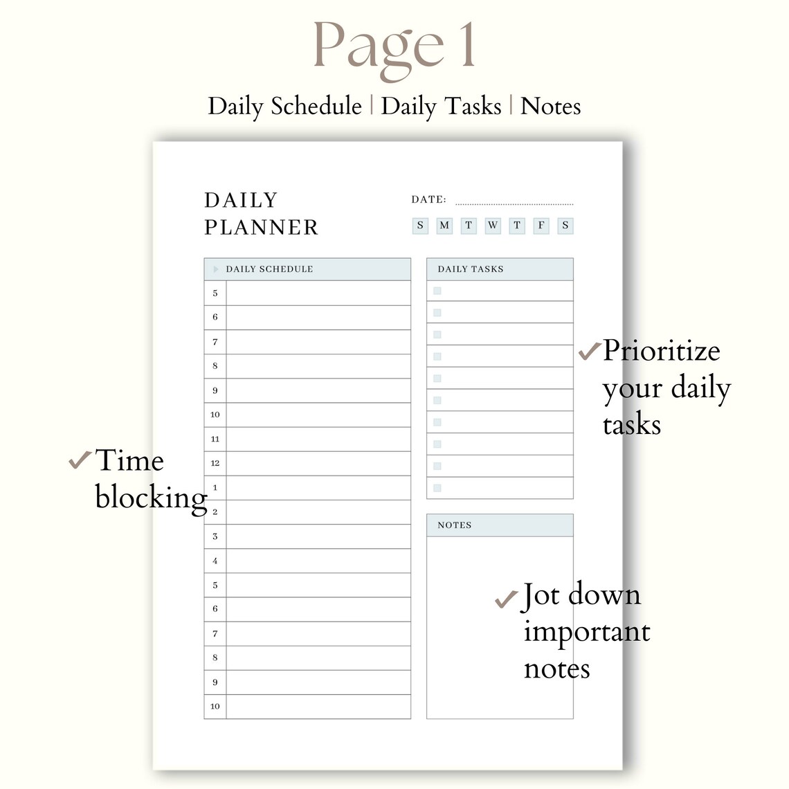 Printable Time-blocking Daily Planner 8.5x11 - Etsy