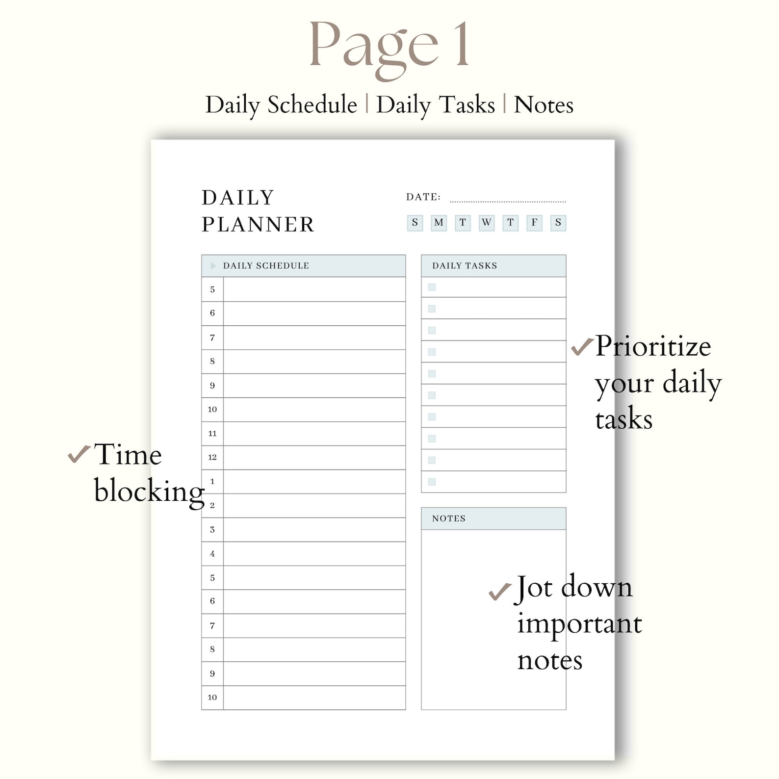 Printable Time-blocking Daily Planner 8.5x11 - Etsy