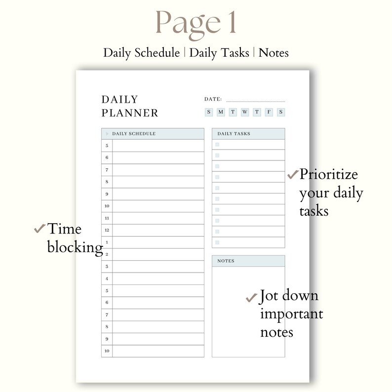 Printable Time-blocking Daily Planner 8.5x11 - Etsy