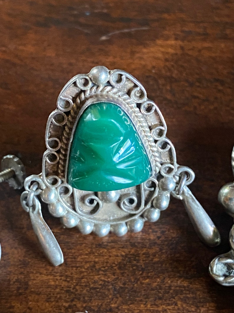Carved Onyx Mask Pendant or Brooch ~ Mexico Silver - Etsy
