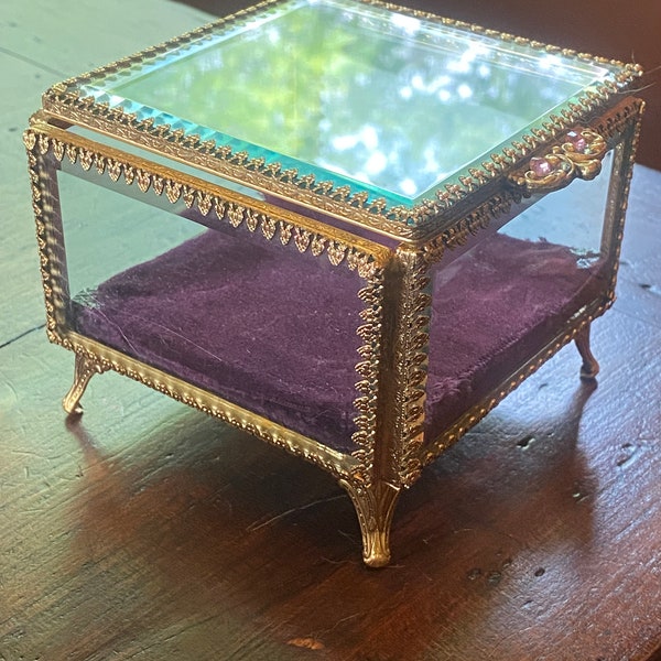 Gold Glass Jewelry Box - Etsy