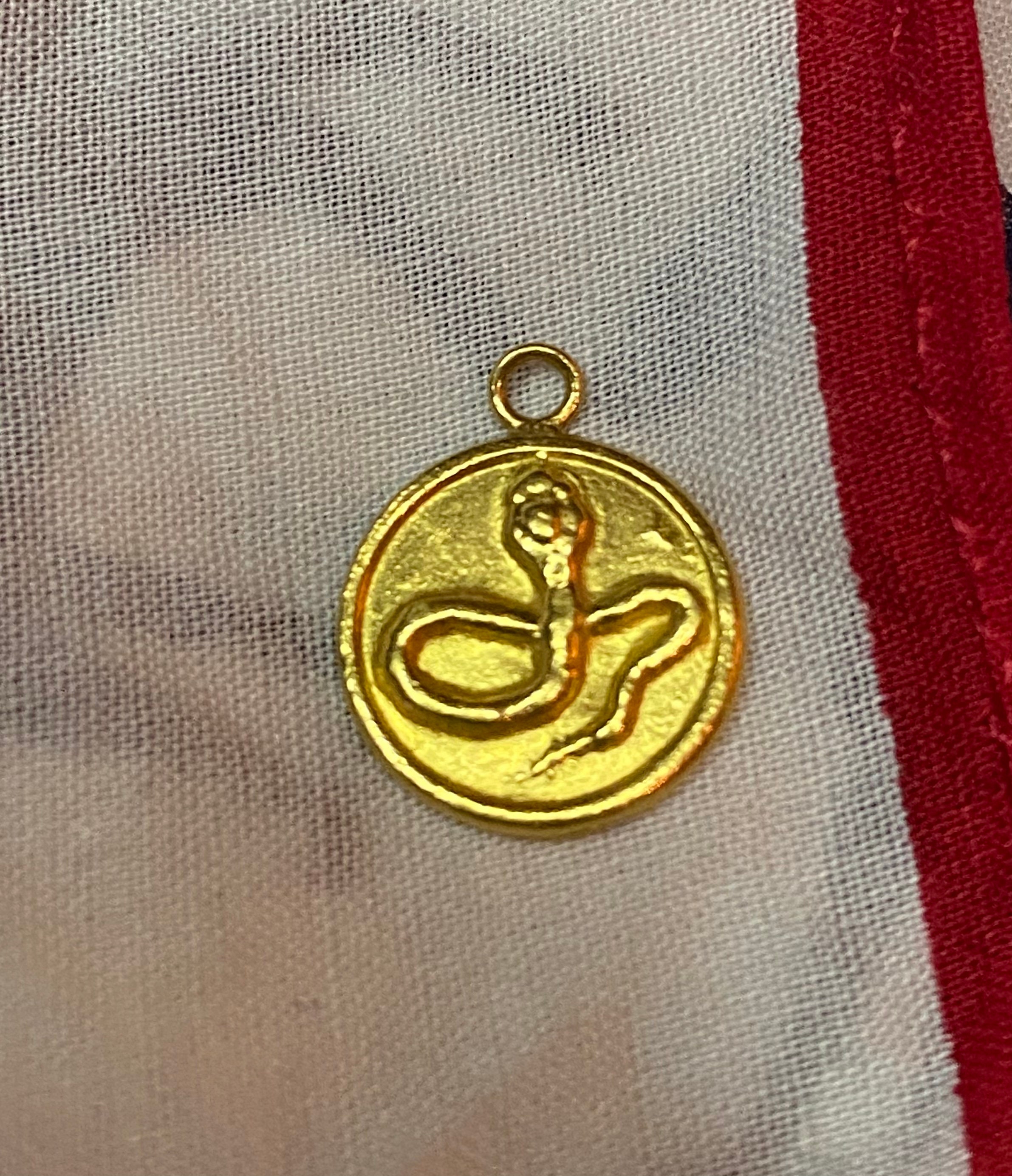 22k Snake Serpent Pendant Good Luck and Zodiac Vintage - Etsy