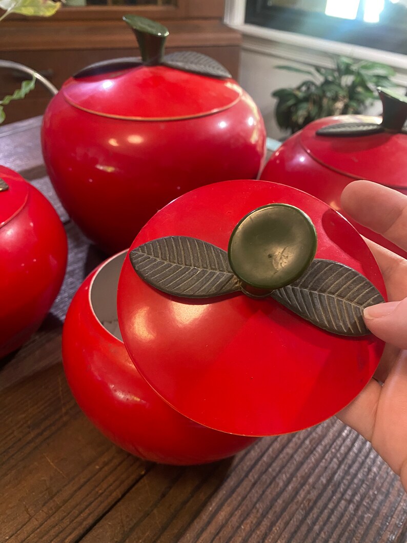1950s Aluminum Apple Canisters With Bakelite Stems 8 Piece Set - Etsy