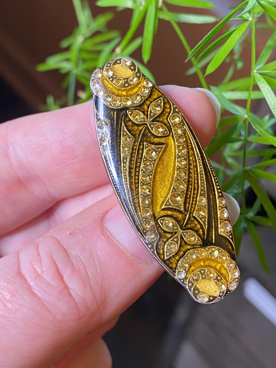 Antique Art Deco Brooch With Silver Backing and Trombone Pin - Etsy