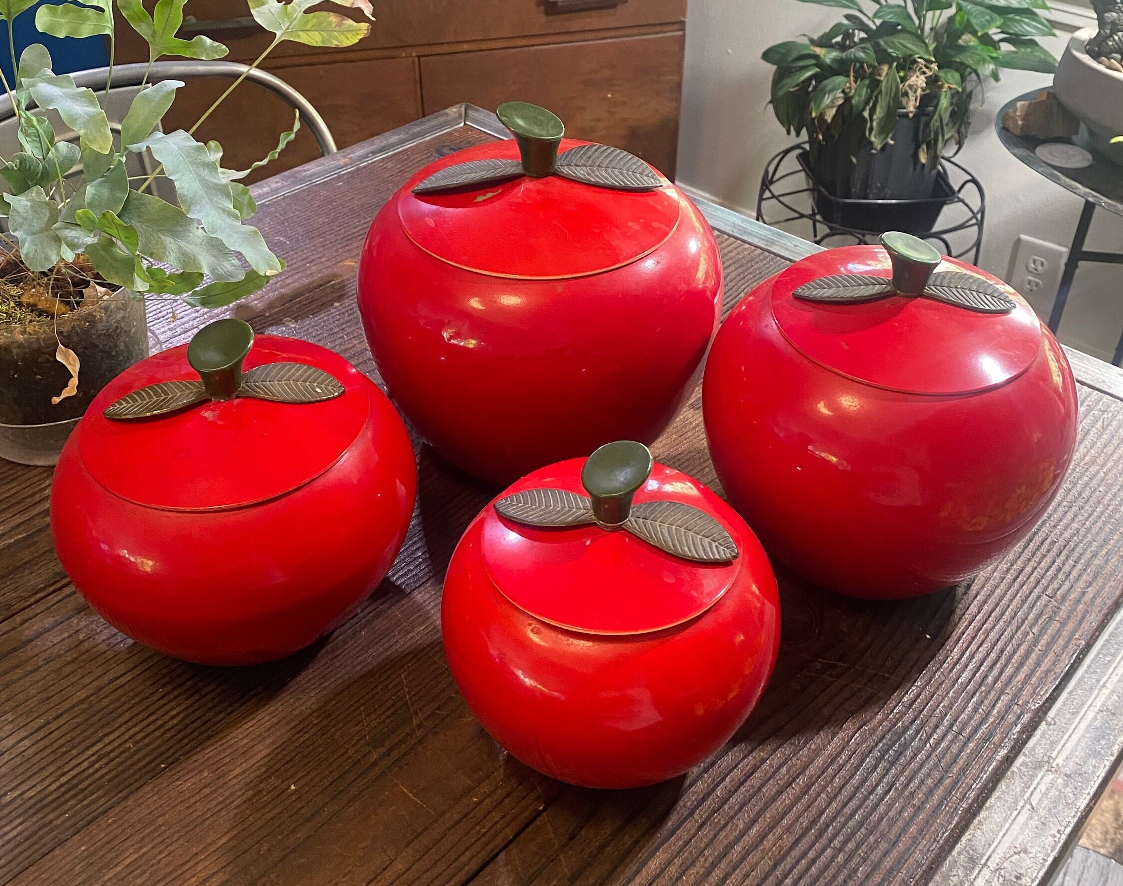 1950s Aluminum Apple Canisters With Bakelite Stems ~ 8 Piece Set - Etsy