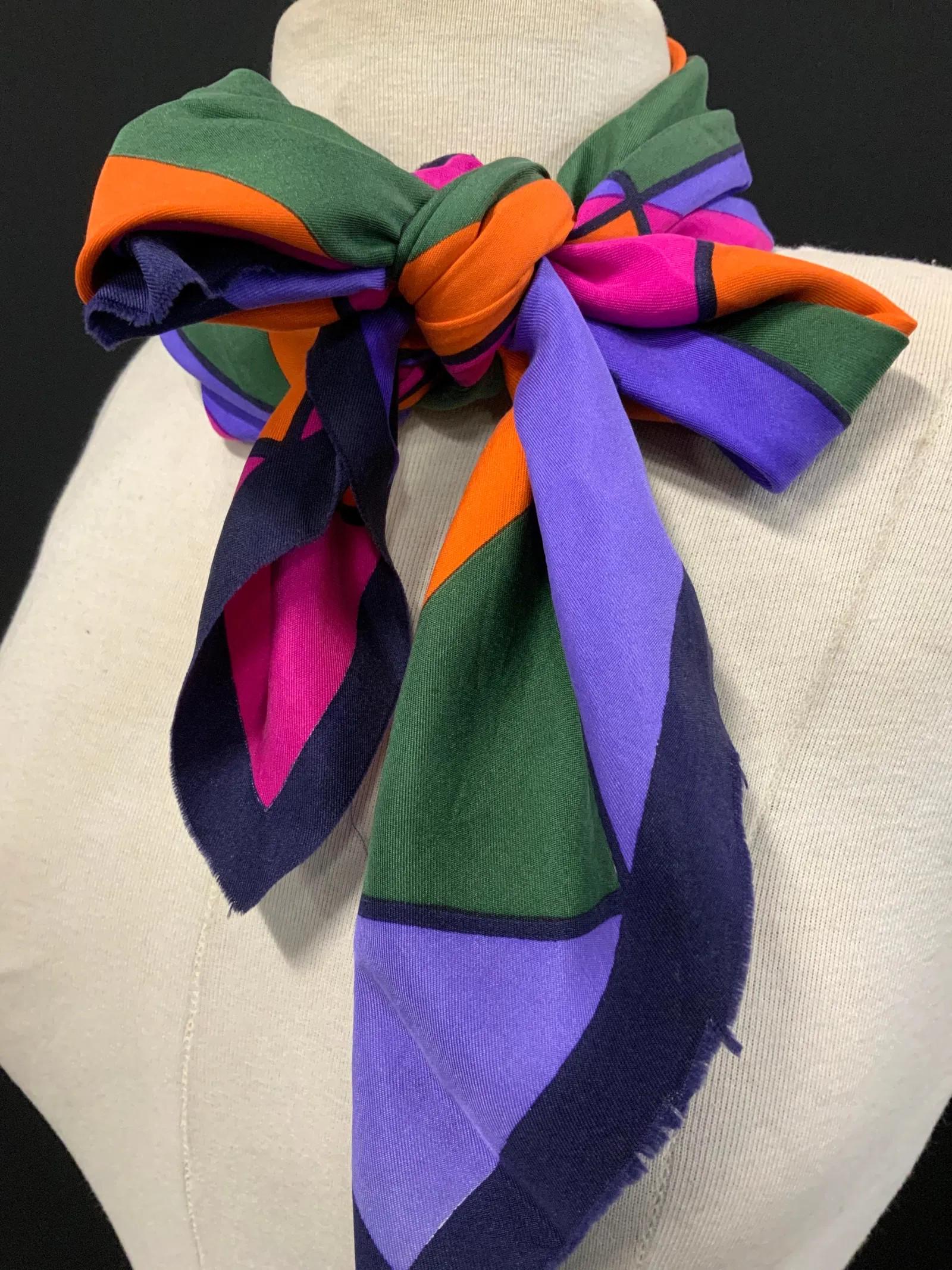 Yves Saint Laurent Vintage Silk Scarf Color Block - Etsy