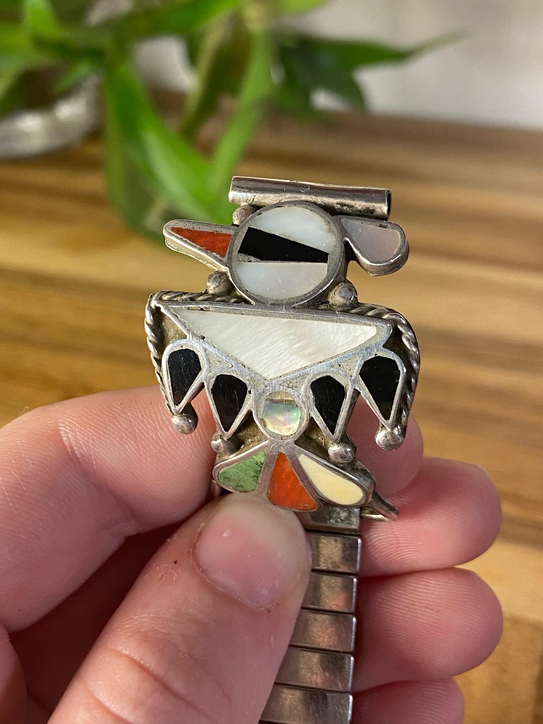 Vintage Zuni Thunderbird Watch Band With Inlaid Stones - Etsy