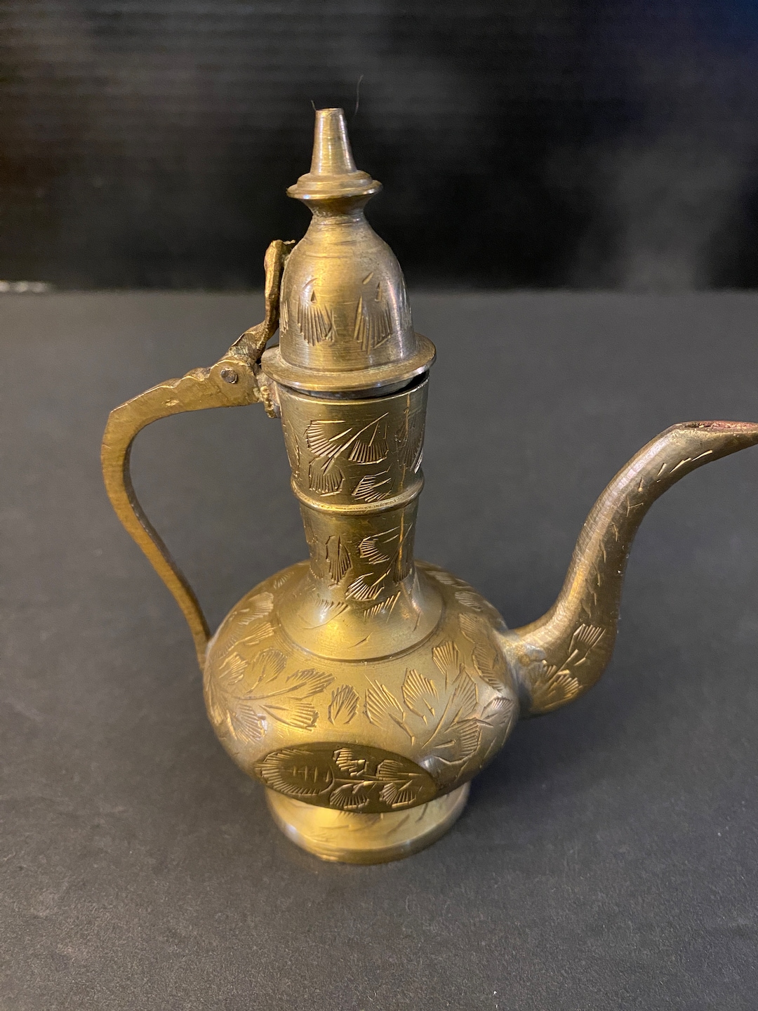Vintage Mini Solid Brass Etched Pitcher 5” Tall - Etsy