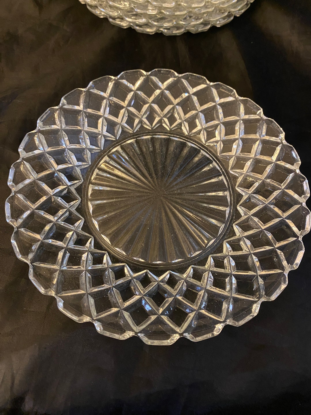 Vintage Hocking Waterford Crystal Clear Glass With Waffle Pattern. 4 ...