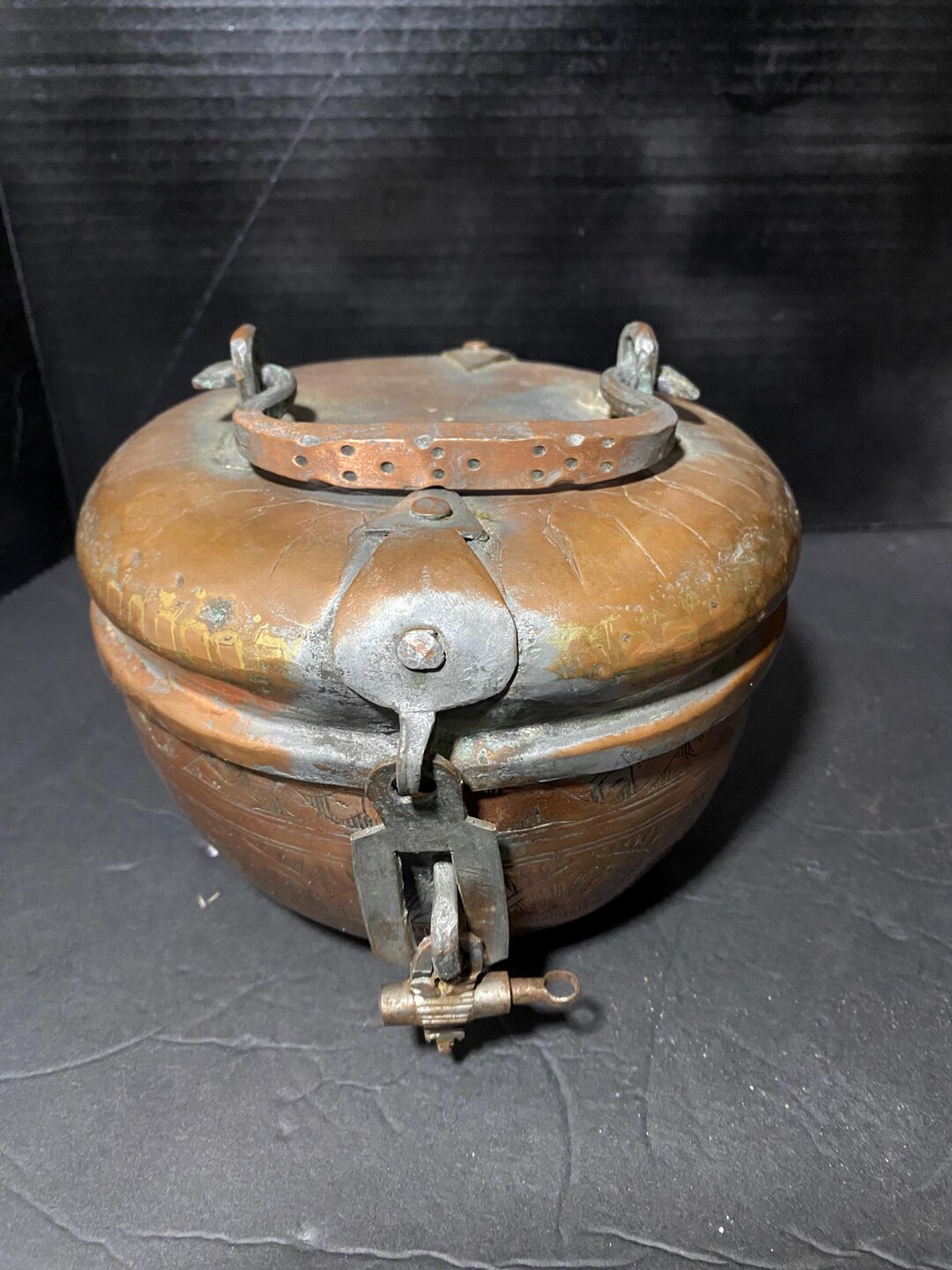 Vintage Copper Chapati Box From North India With Locking Key - Etsy