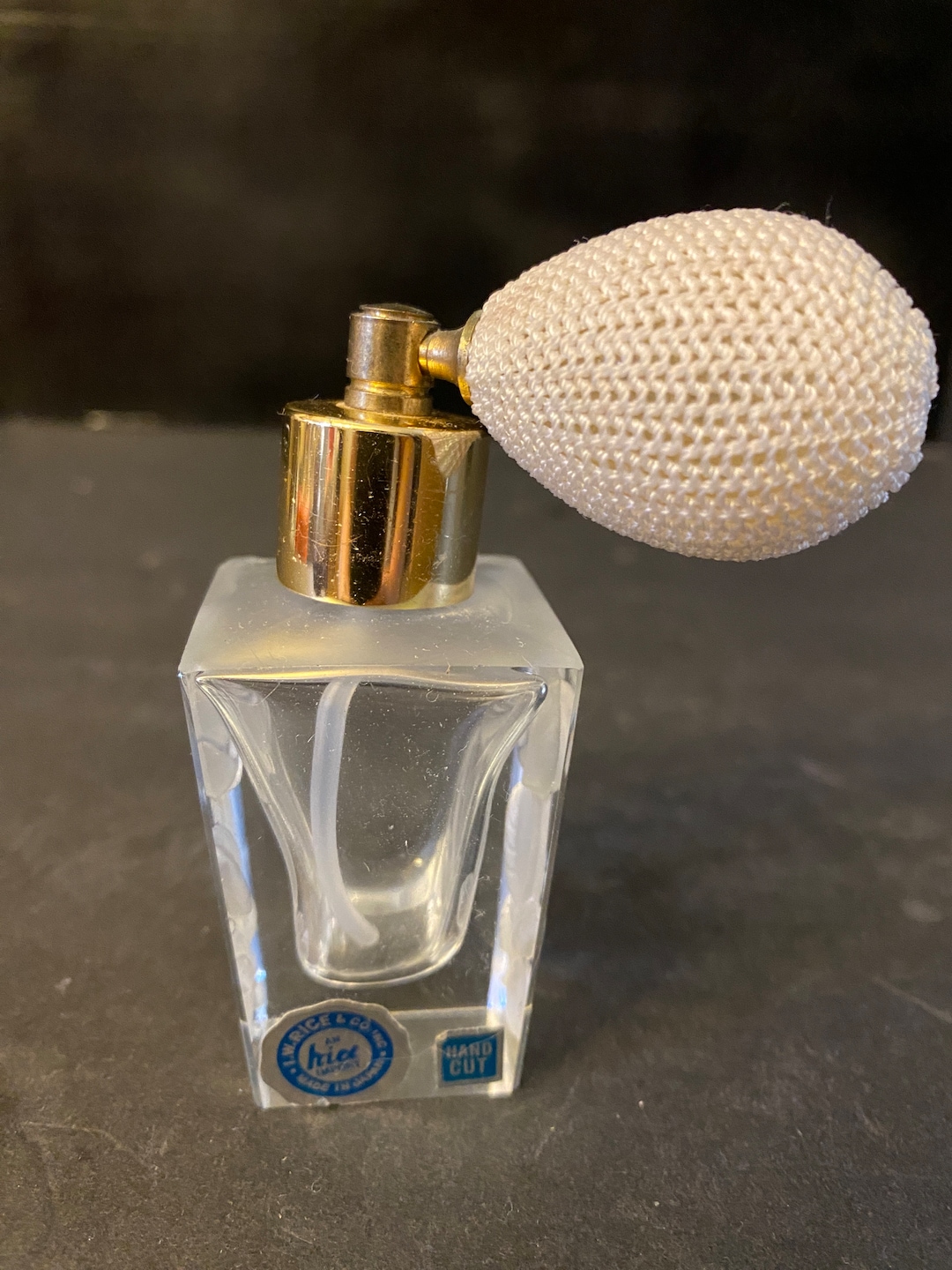Vintage I.W. Rice Hand Cut Perfume Pump Atomizer Frosted and Etched ...
