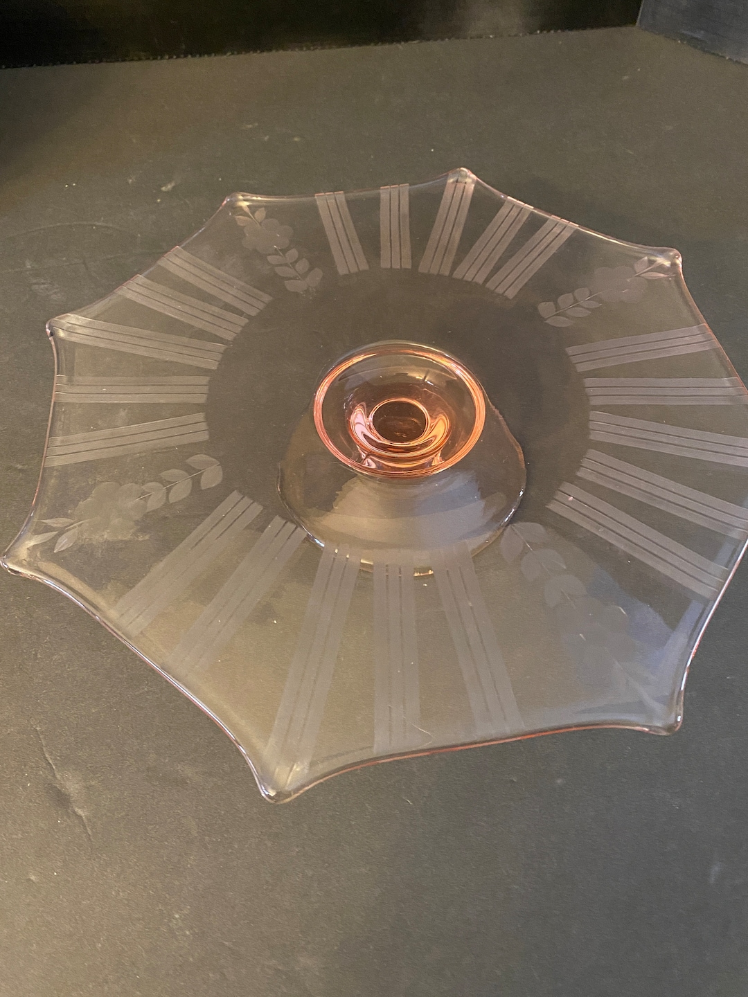 Pink Depression Glass Cake/sandwich Stand - Etsy