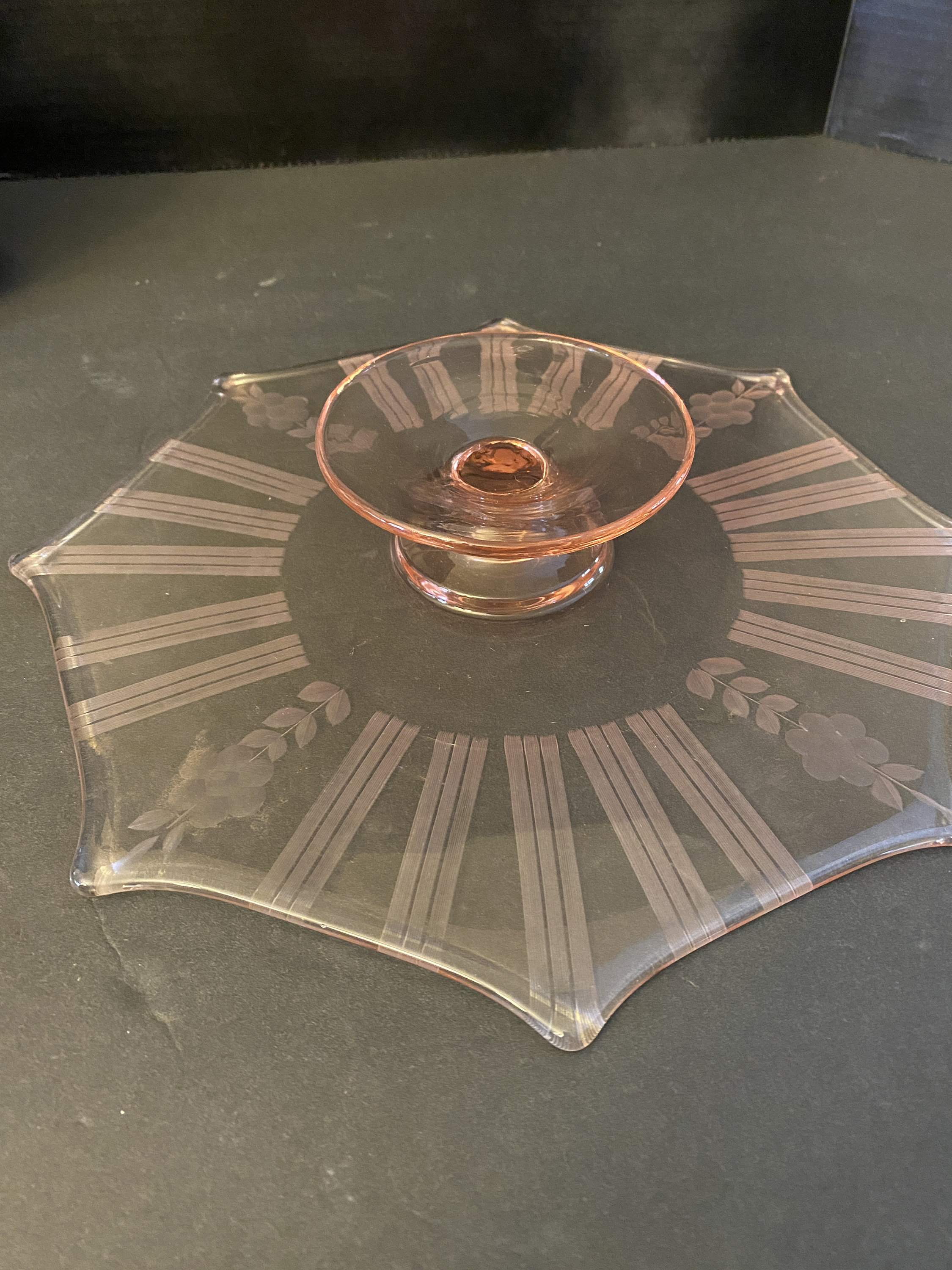 Pink Depression Glass Cake/sandwich Stand - Etsy