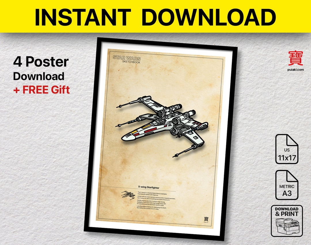X-wing, Star Wars, A3/11x17 Printable Poster, Downloadable Art ...