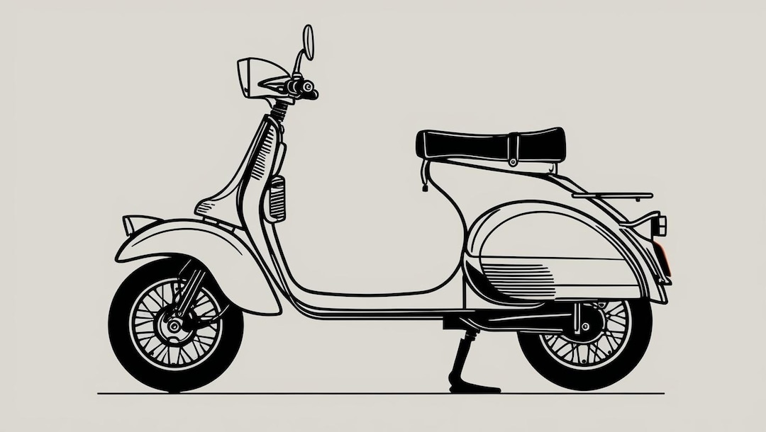Line Drawing of a Scooter - Etsy