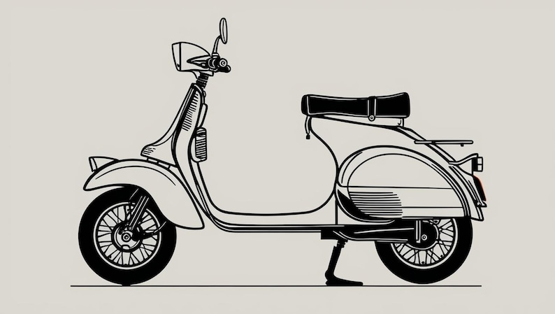 Line Drawing of a Scooter - Etsy