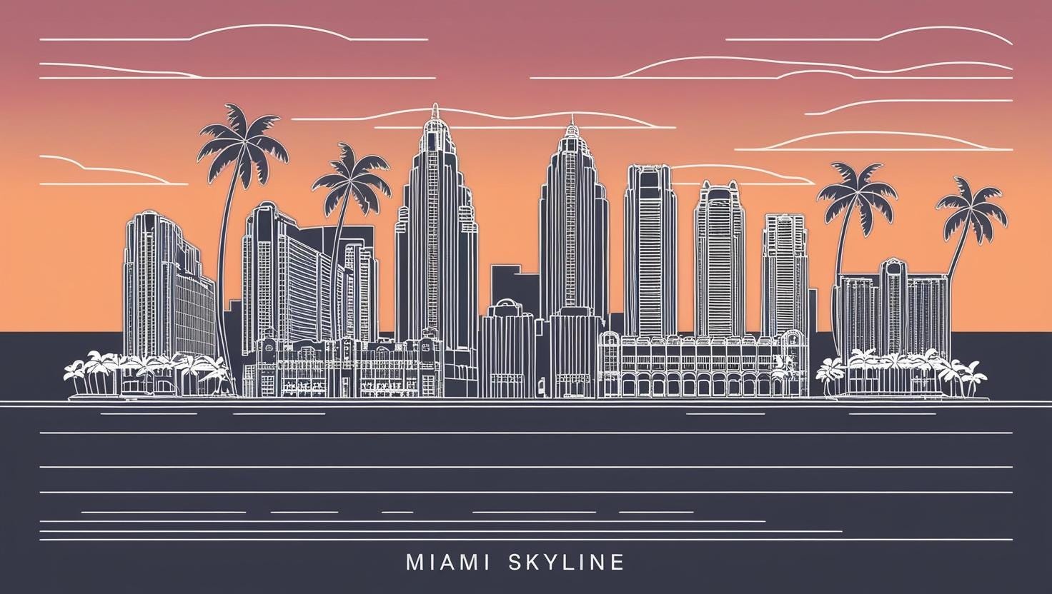 Miami Skyline Digital Print - Etsy