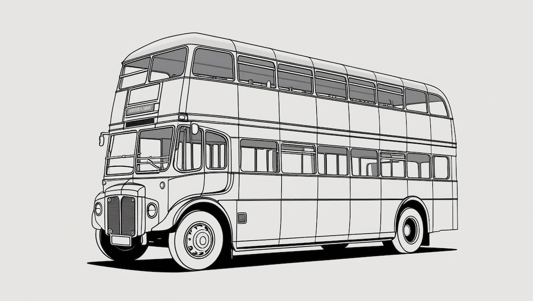 Double-decker Bus Line Drawing - Etsy