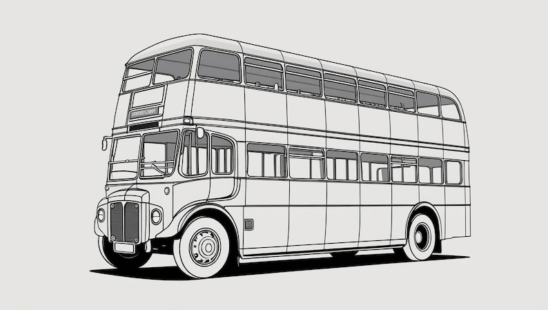 Double-decker Bus Line Drawing - Etsy