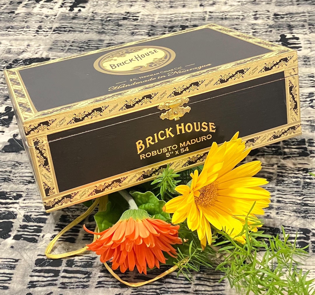 J.C. Newman Cigar Co. Brickhouse Empty Black Wood Cigar Box Paper ...